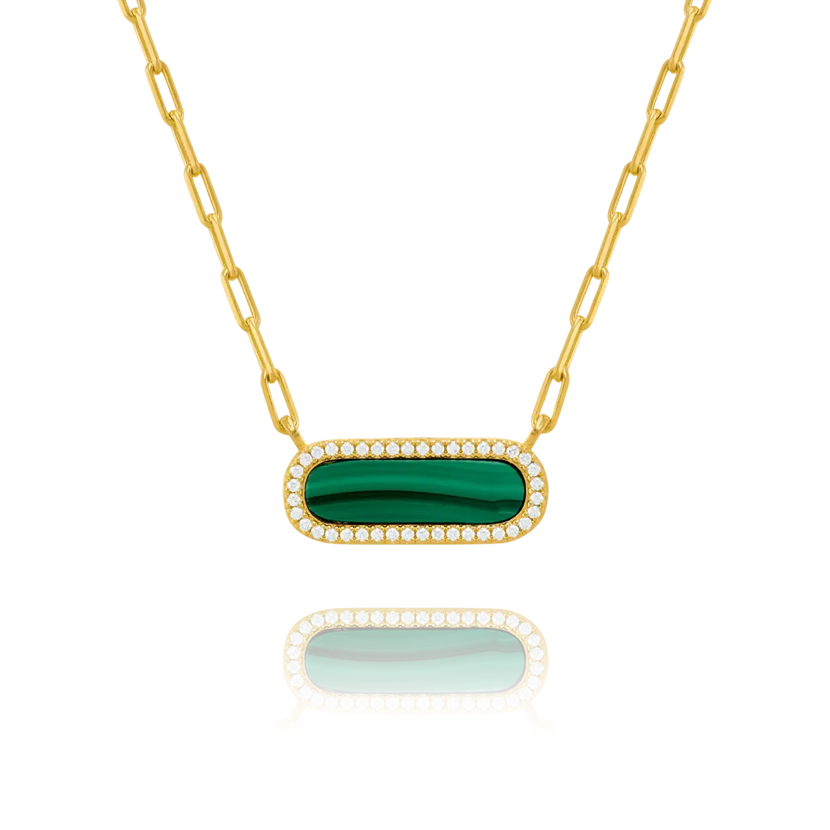 Collier ‒ Malachite, Argent Doré Zircon Femme | Charles Garnier Paris